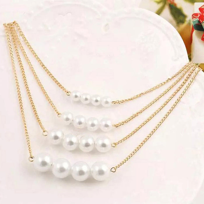 Buy White Gold Plated Pearl Studded Multi-Strand Layered Necklace For ...
