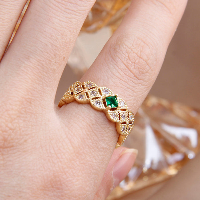 Buy Gold Plated Crystal Studded Contemporary Green Stone Adjustable ...